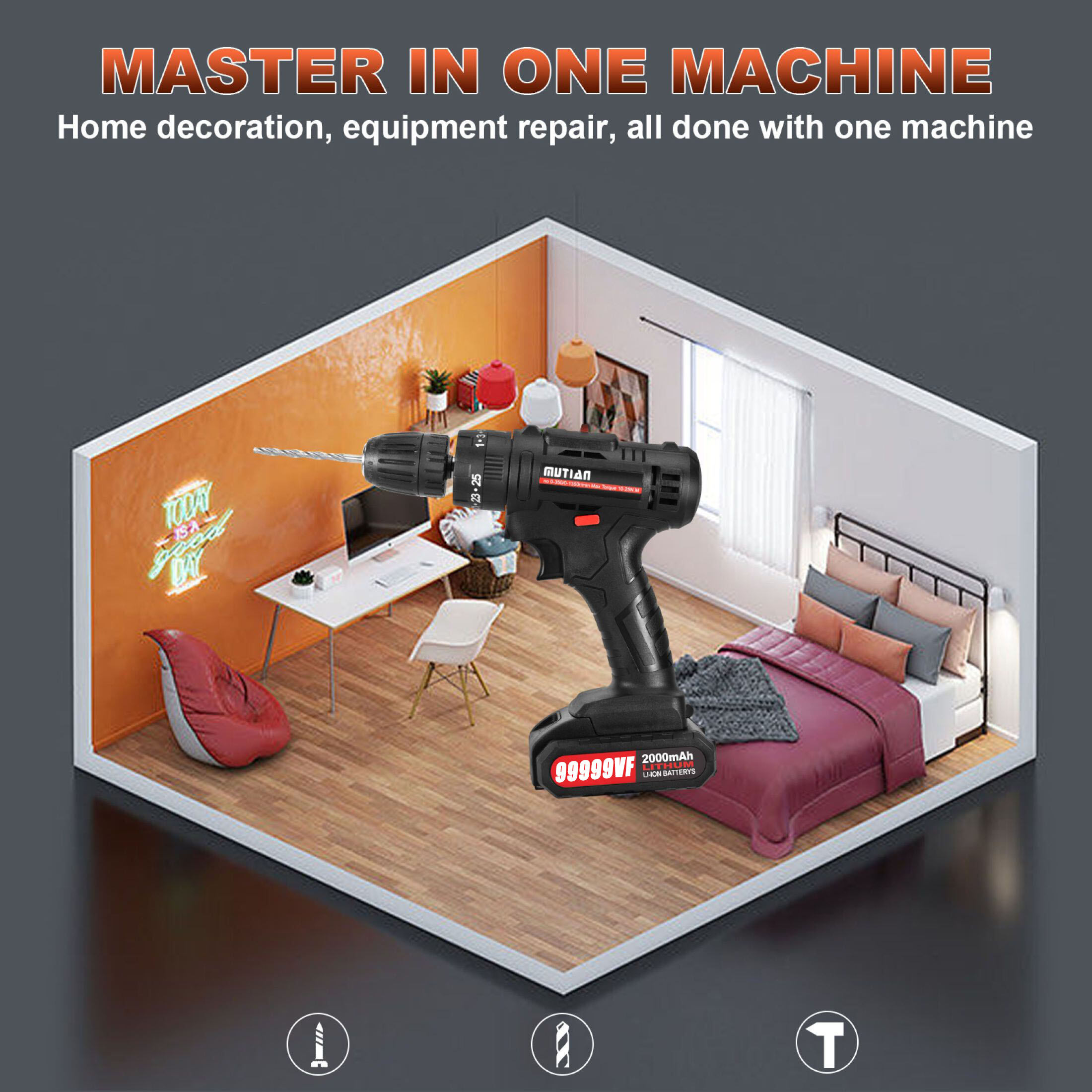 Cordless Drill 998VF Electric Drill Barena Tools Portable Drill Hand ...