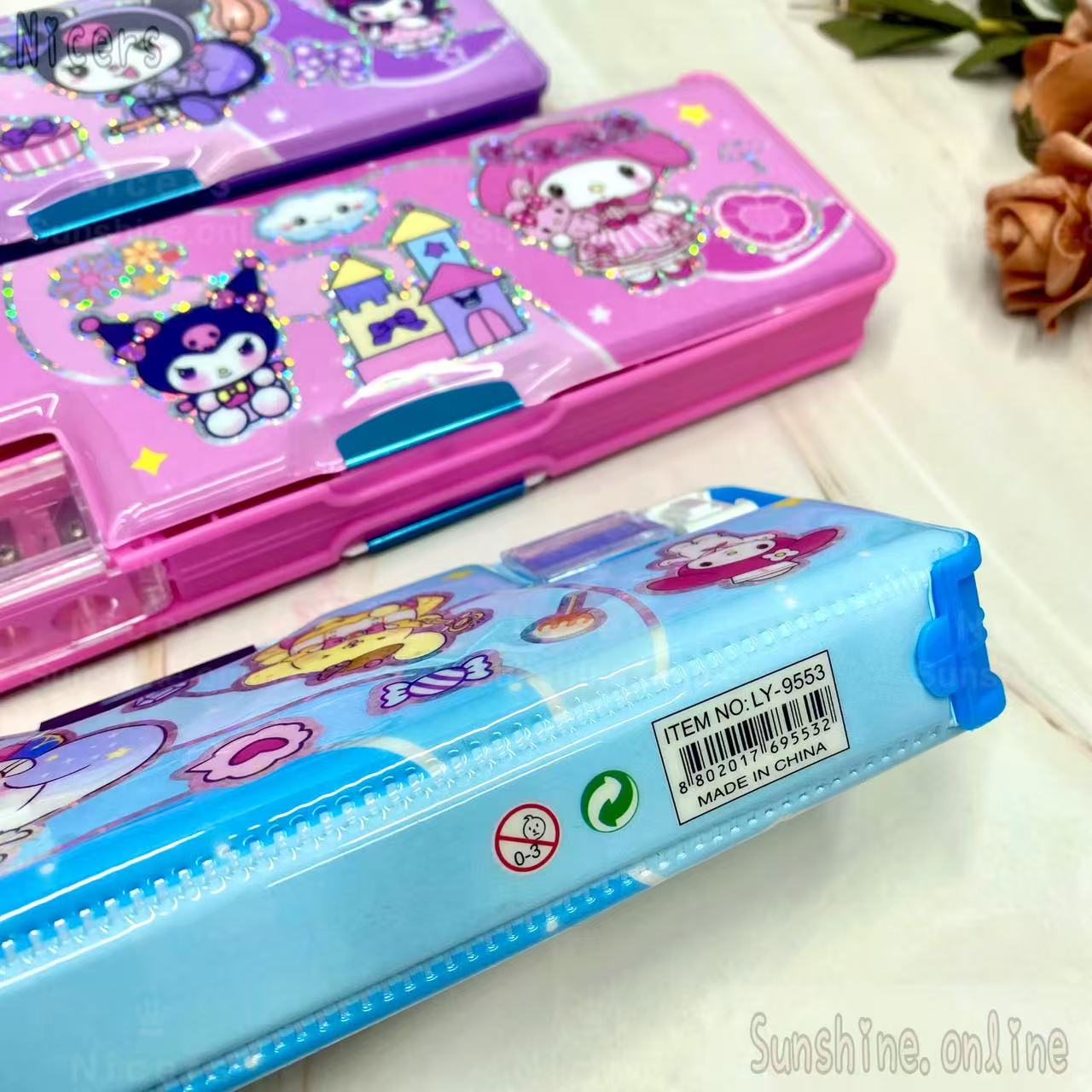 LY-9553 Sanrio Plastic Pencil Box W/sharpener Double Sided Magnetic ...