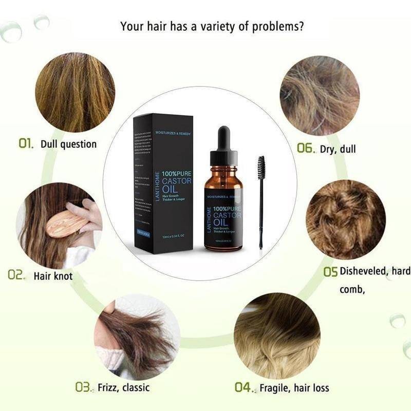 LANTHOME Natural Castor Oil Hair Eyebrow Growth Lashes Growth Serum ...