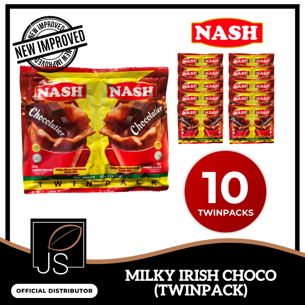 NASH TWINPACK Milky Irish Choco Mix 25g x 2 (Pack of 10), Halal ...