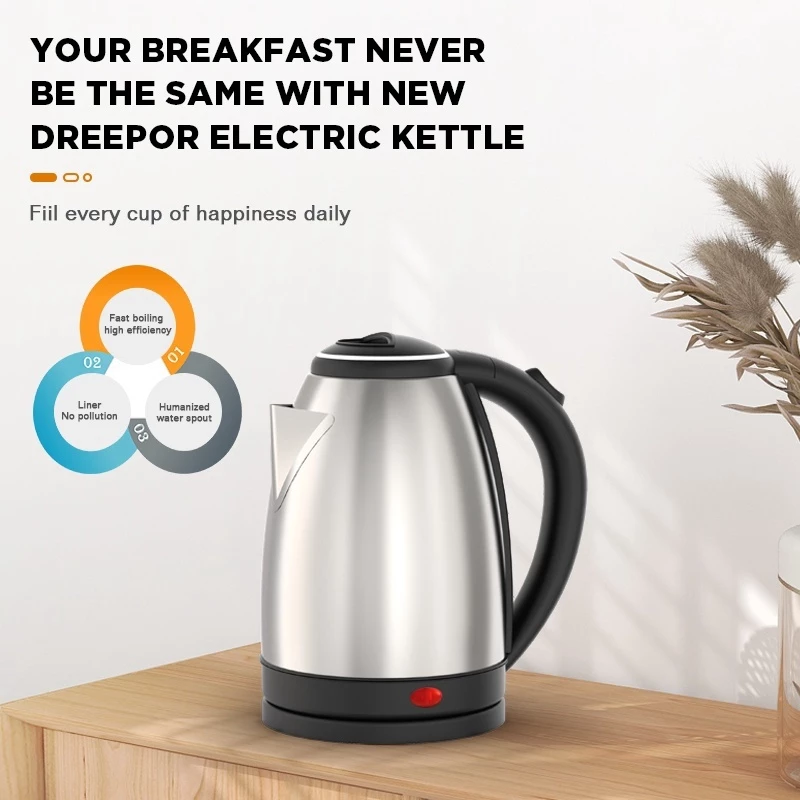 CQW Household Kettles Wireless Electric Kettle Heater Stainless Steel ...