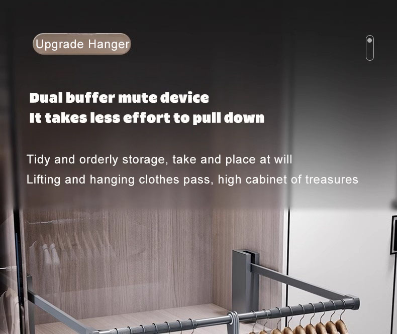 High Cabinet Pull Down Clothes Hanger Rod Hanging Clothes Closet Rod ...