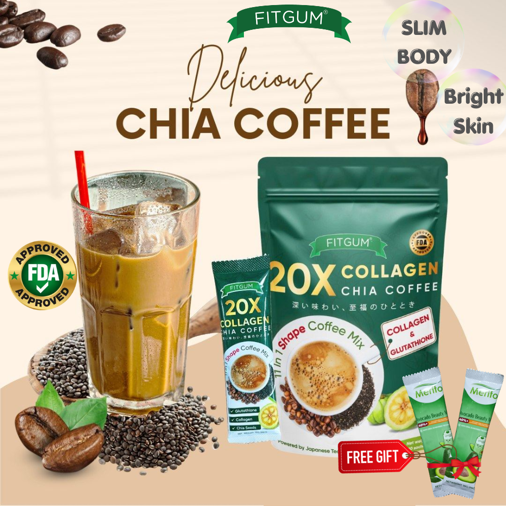 FITGUM 20X Collagen Chia Coffee 11 in 1 Coffee Mix Slim Body Bright ...
