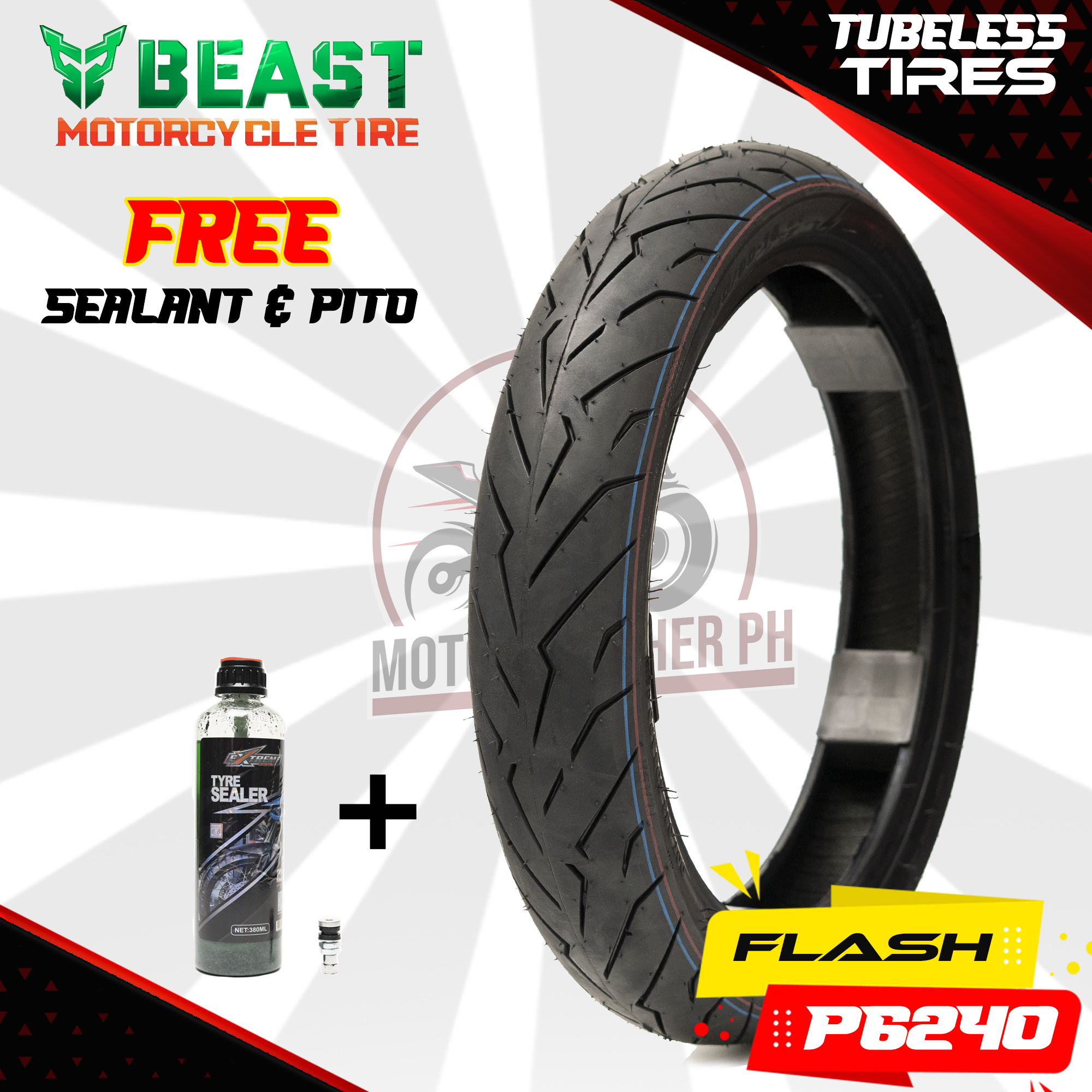 Beast Tire Flash P6240 Tubeless Motorcycle Tires Durable and Safe Dual ...