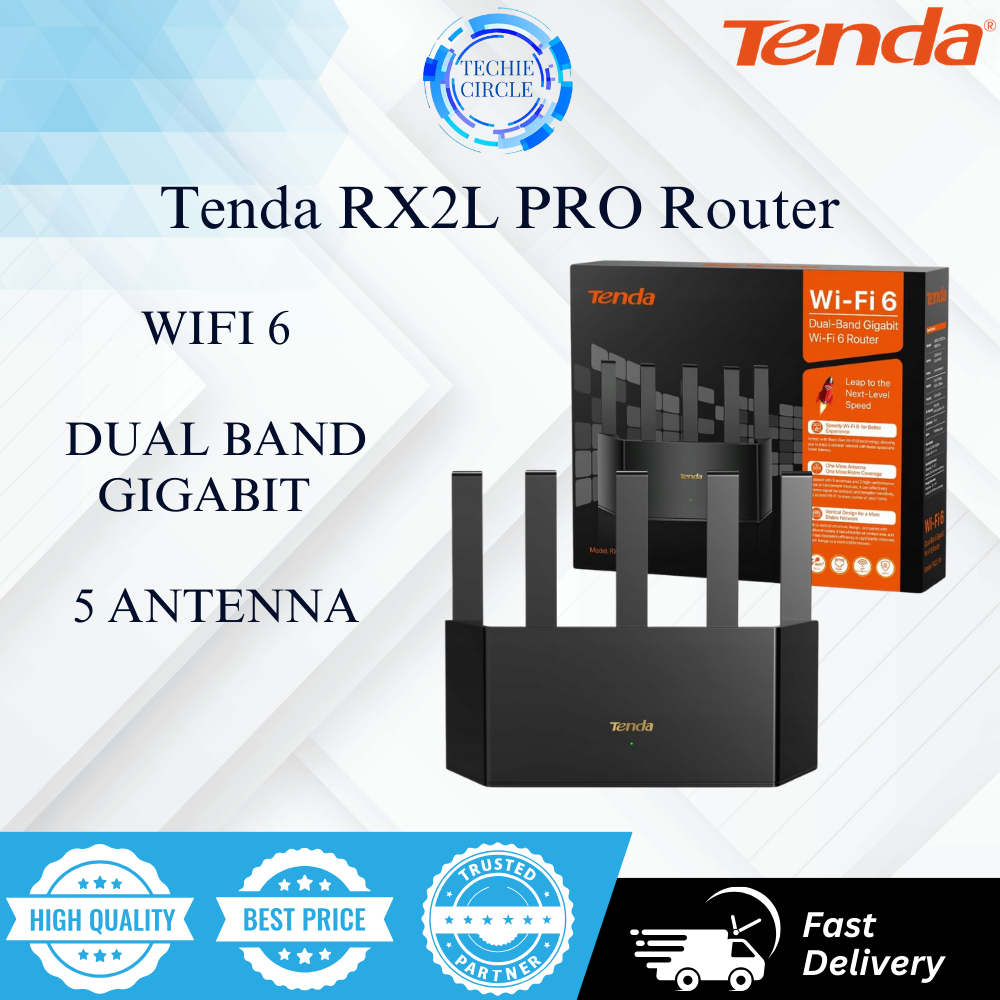Tenda RX2L PRO AX1500 WiFi 6 Router Dual Band Gigabit Wireless Easy Set up 4XGE Ports VPN Router ...