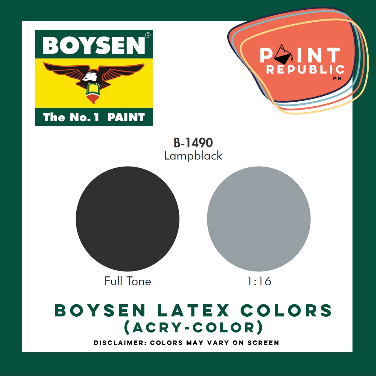 BOYSEN Latex Colors (Acry-color) - Liter and 1/4L Size for Water-based ...