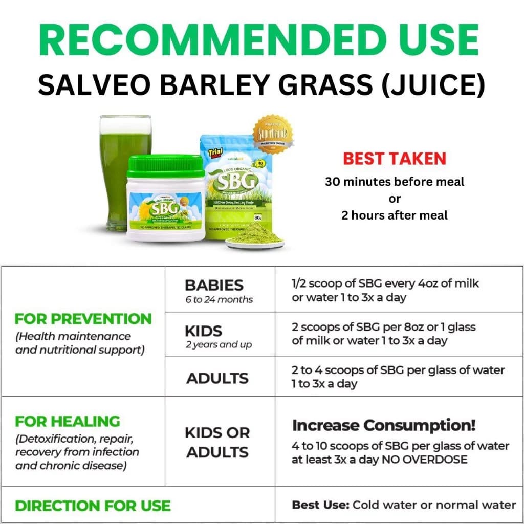 Salveo Barley 80g – 100% Pure & Organic Green Barley Powder (SBG Trial ...