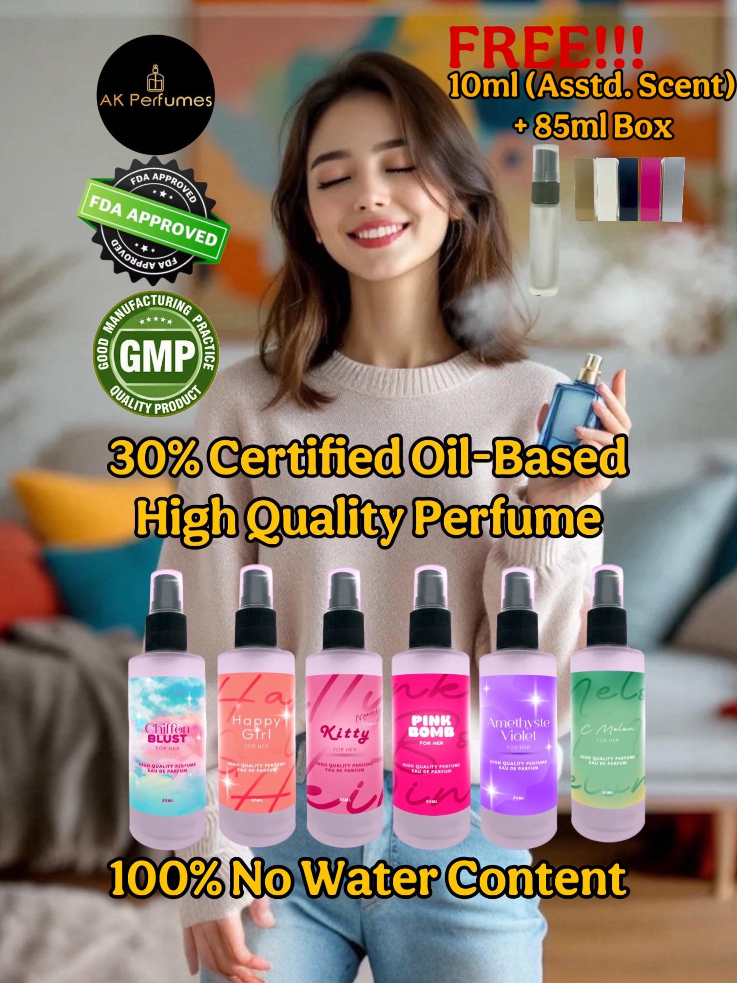 FDA APPROVED Best Women Perfume 85ml 30% Oil-Based FREE 10ml Asstd ...