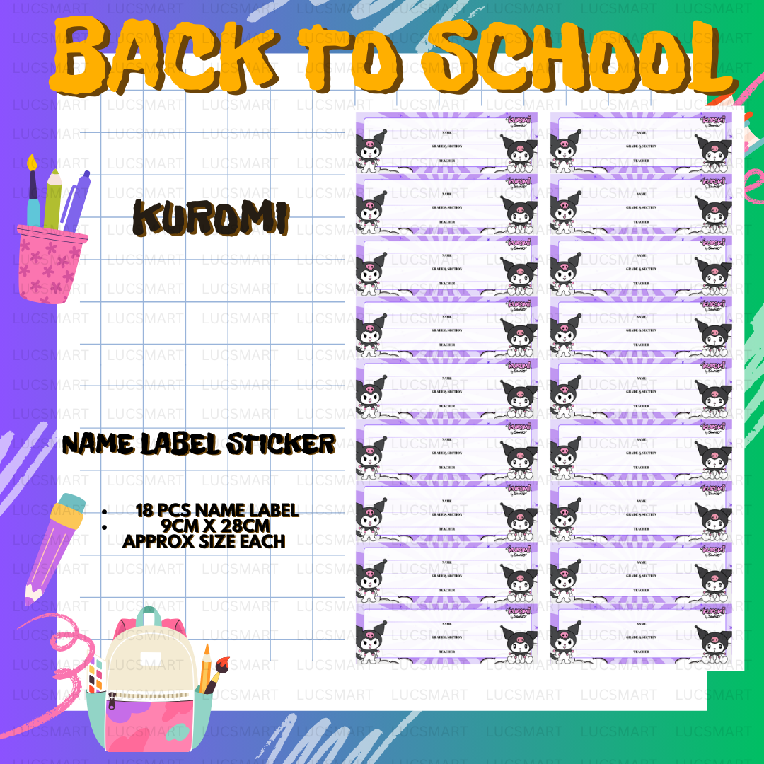 LUCSMART Fast shipping - NEW DESIGN KUROMI THEMED Subject and Name ...
