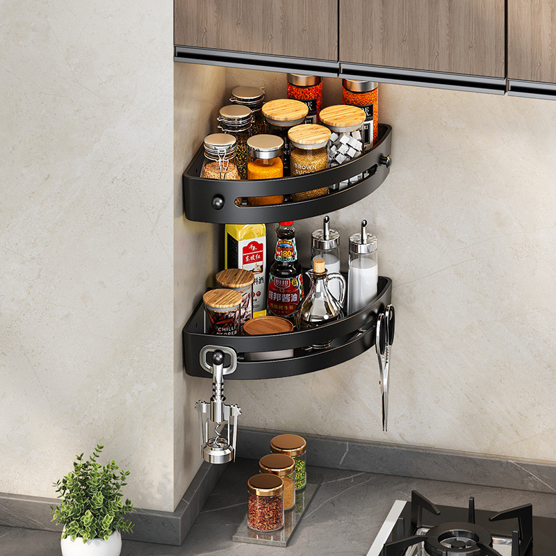 【B1T2】Upgrade Bathroom Corner Shelf Punch-free Wall Mounted Triangle ...