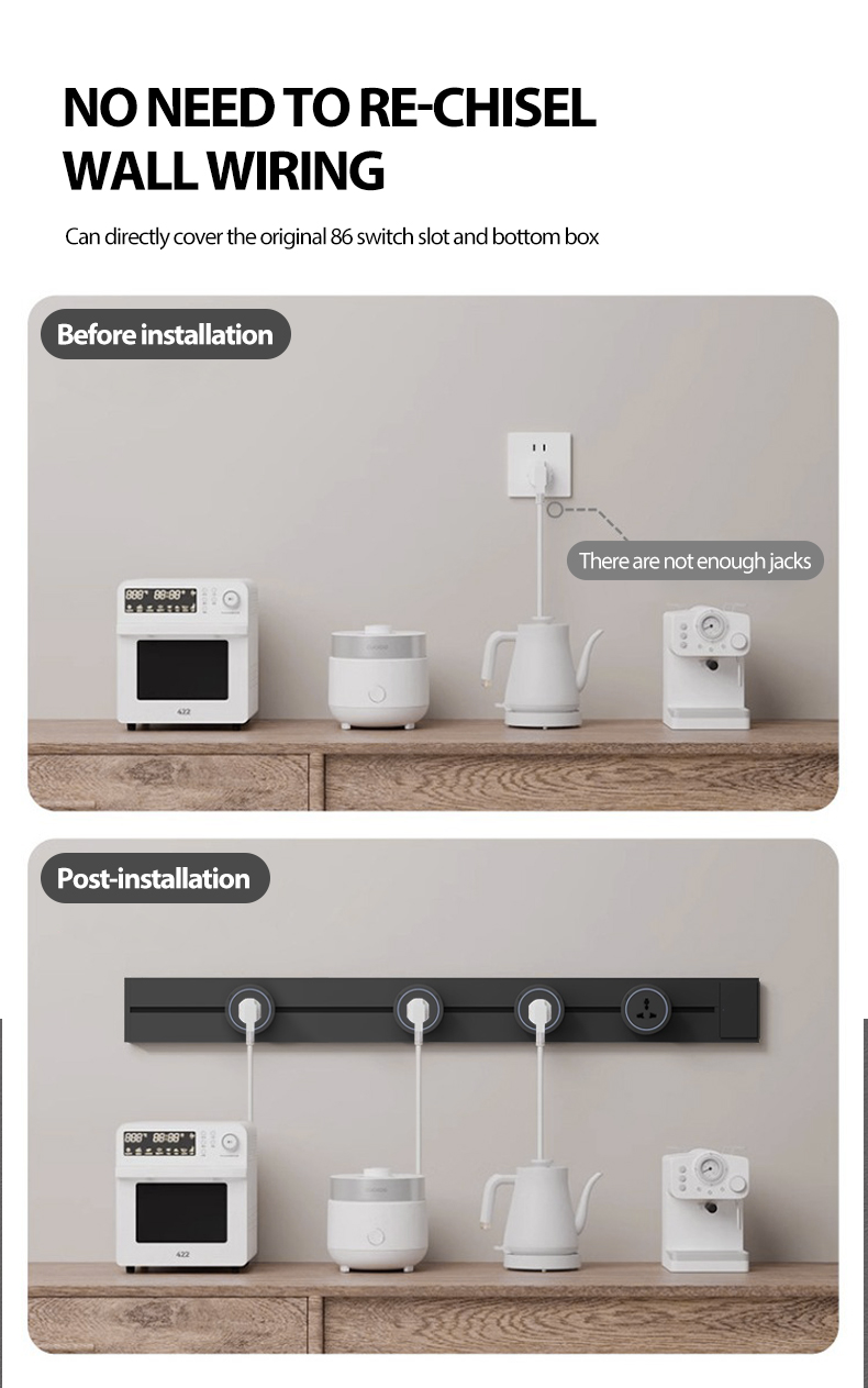Wall Movable Power Track 8000W Universal Power Adapter Socket with USB ...