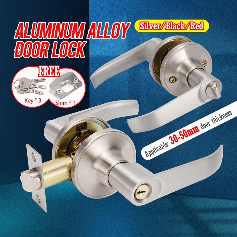 Door Knob Lock Set Lock 3 Keys Inclued Lockset Stainless Steel Bedroom ...