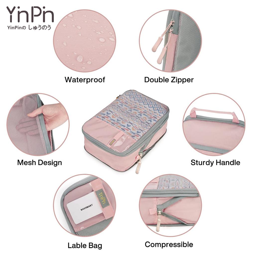 YINPIN Compression Packing Cubes / Expandable Travel Luggage Organizer ...