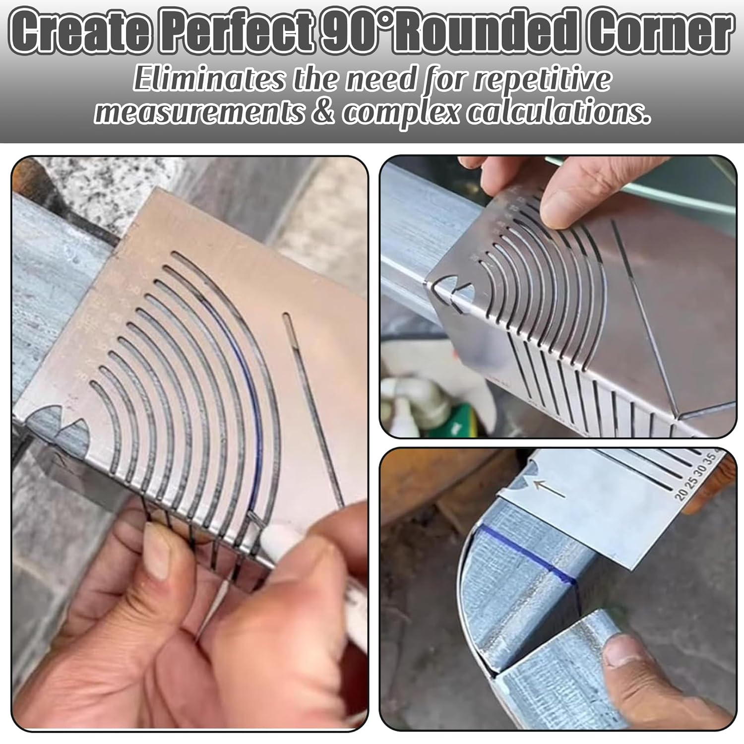 Multifunctional Metal Ruler Rounded Corner Drawing Ruler for Accurate ...