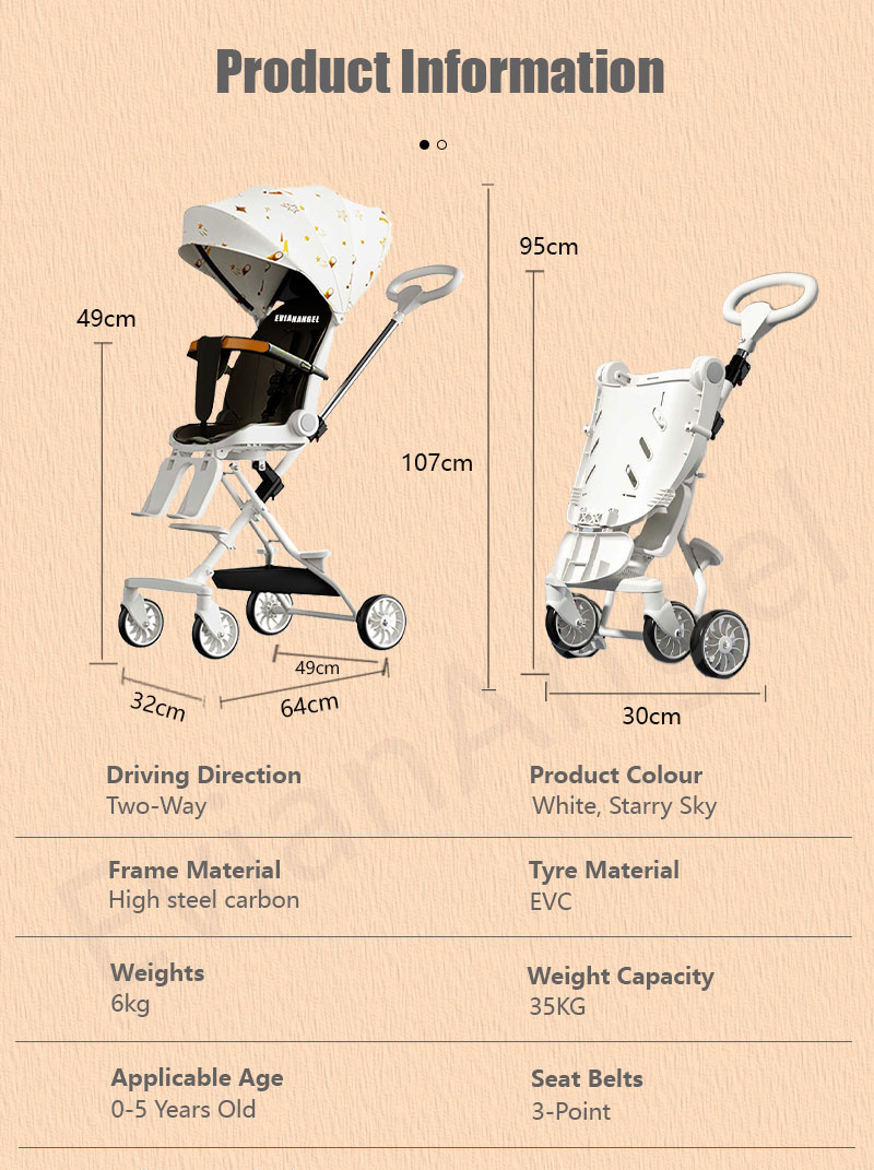 Flybb Baby Toddler Stroller High View Stroller Two Way Stroller Bike Lightweight Foldable ...