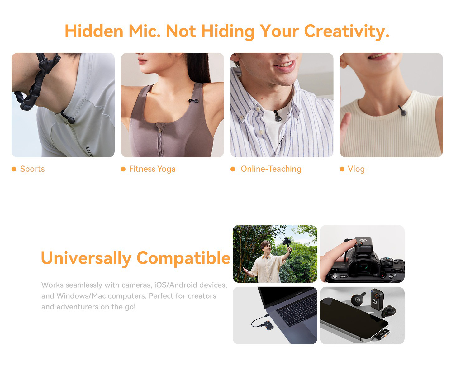 HOLLYLAND LARK M2S Concealed Wireless Microphone w/ Noise Cancellation ...