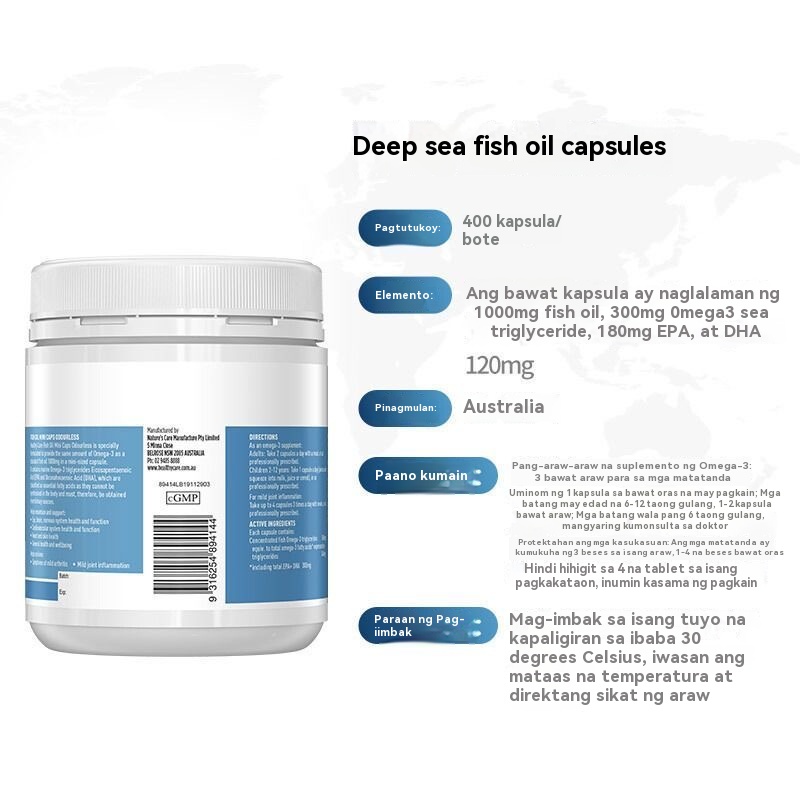 [Exp: 2027]Healthy Care High-Potency Omega-3 Fish Oil 1000mg, 400 ...