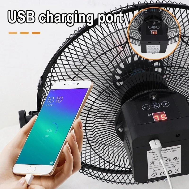 Rechargeable Solar Electric Fan with LED Light 12/16 Inch Portable ...