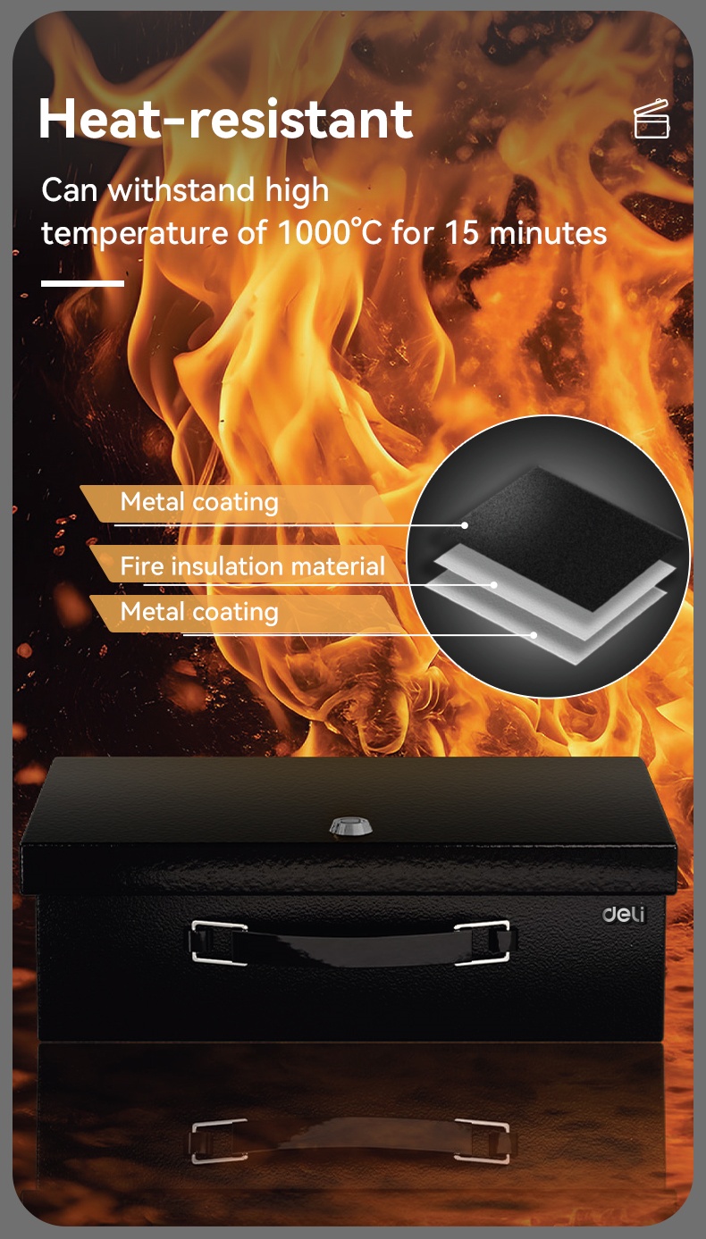 Deli Fireproof Money Box With Lock And Key Safe Deposit Box Mechanical ...