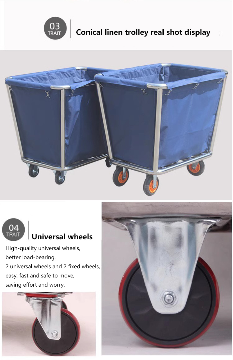 Linen cart stainless steel collection trolley cleaning room trolley ...