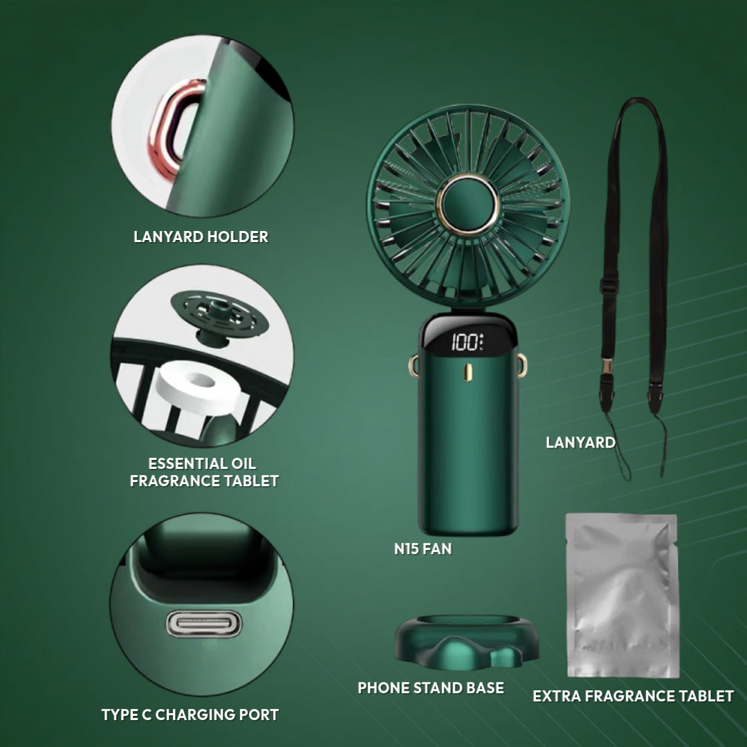 Handheld Mini Fan 6000mAh Portable and Powerful Cooling Powered ...