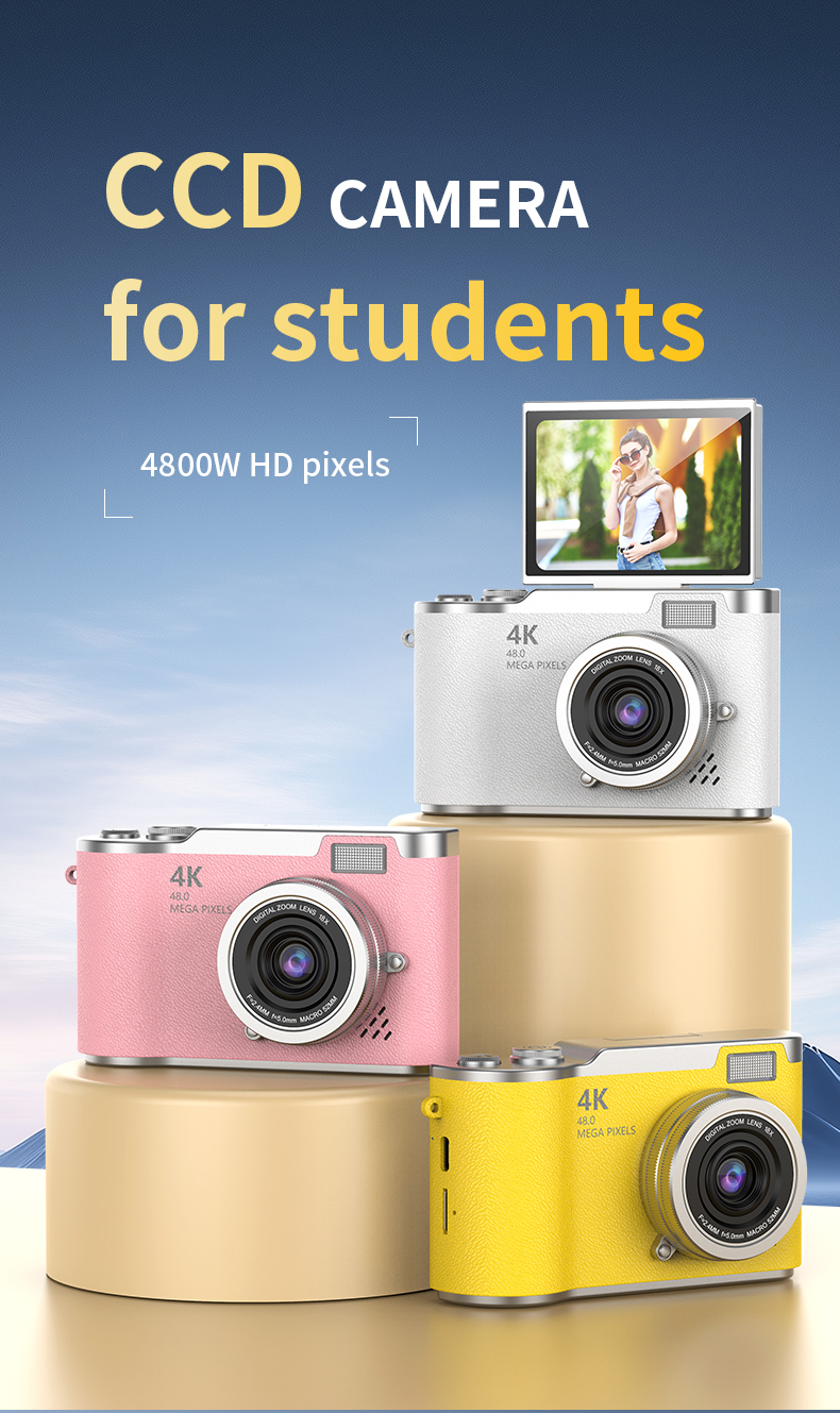 4K Digital Camera Selfie Retro 180° Flip Screen Built-in Flash Protable ...