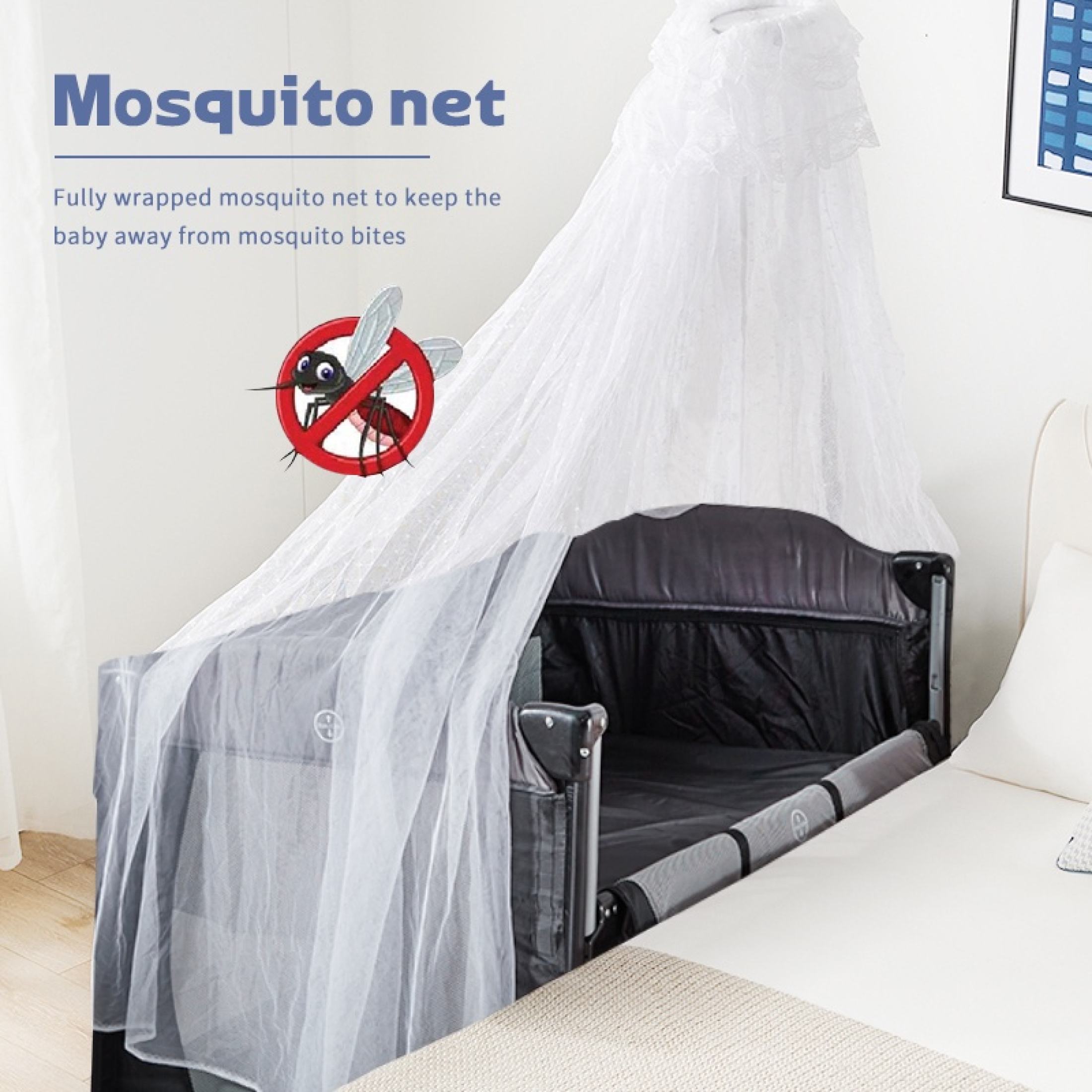 Foldable Baby Crib and Playpen 2 layer (with mosquito net storage bag ...