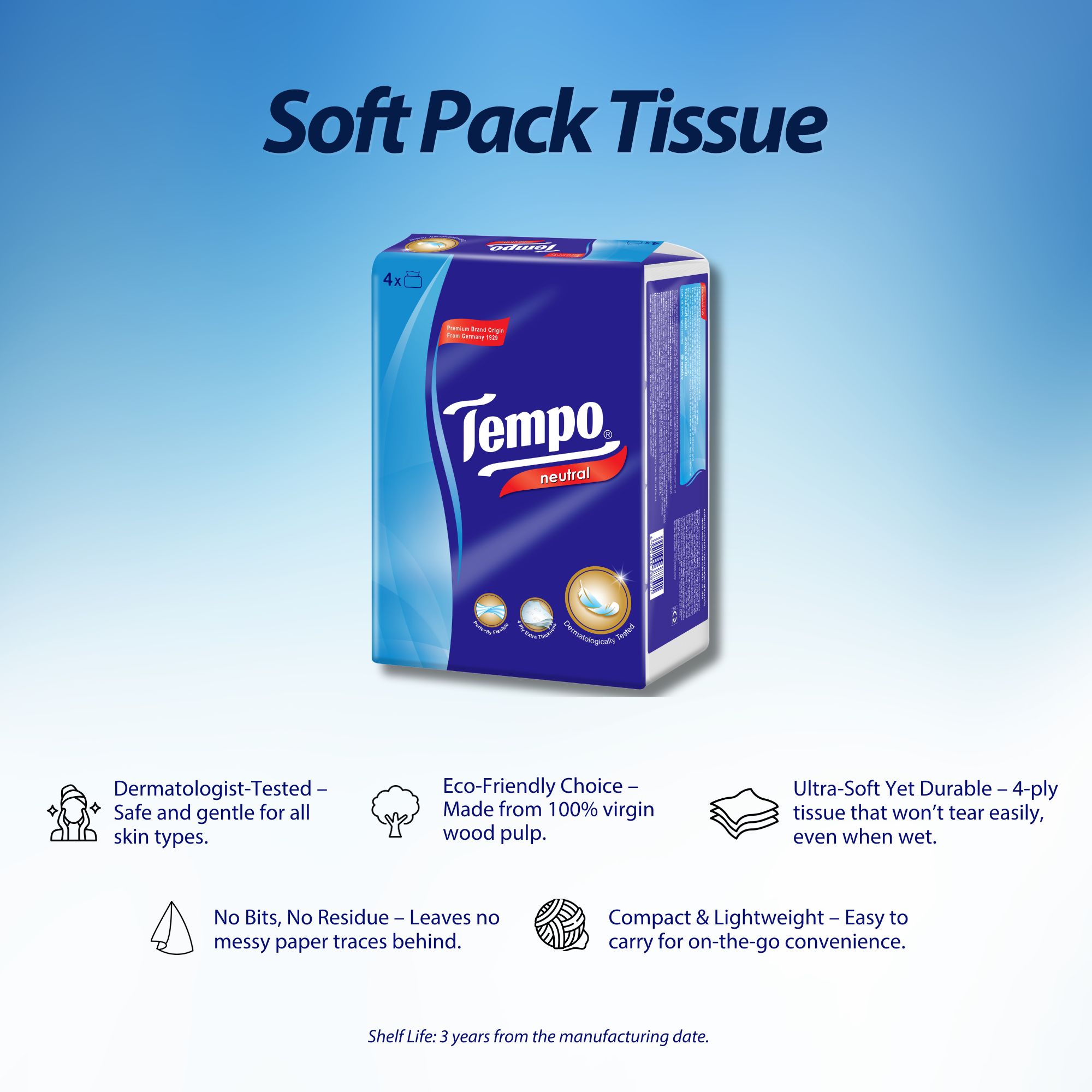 Tempo Softpack Pear Blossom Scented Facial Tissue (4-Ply, 4 Packs x 90 ...