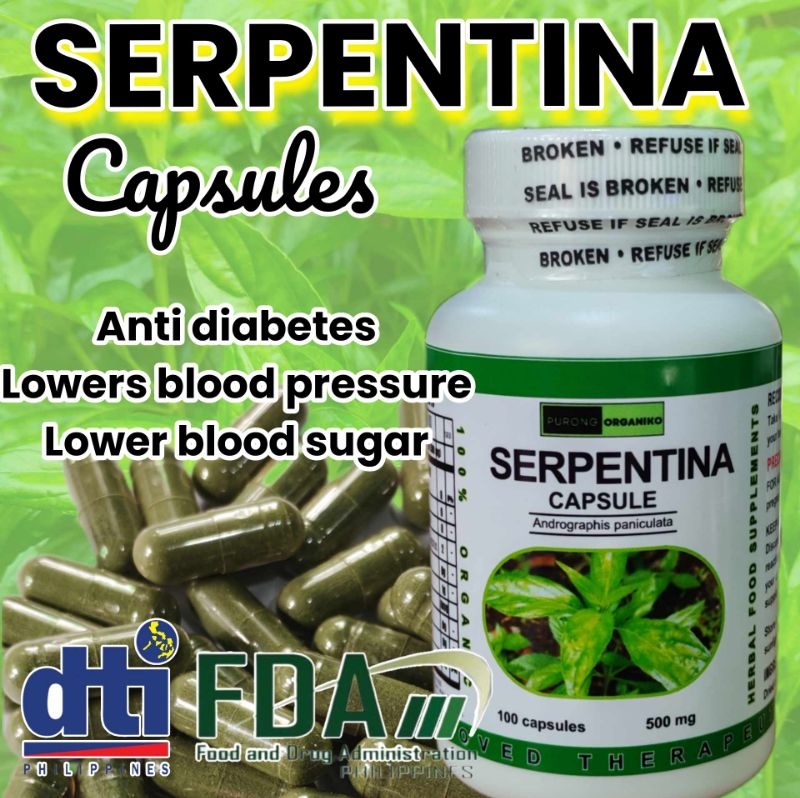 PURE SERPENTINA CAPSULES (100 CAPS.500mg) by Purong Organiko Herbal ...