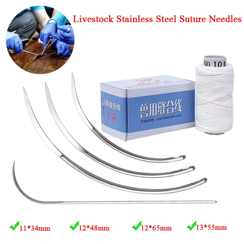 10Pcs Veterinary Suture Needle Stainless steel Surgical Curve Needle ...