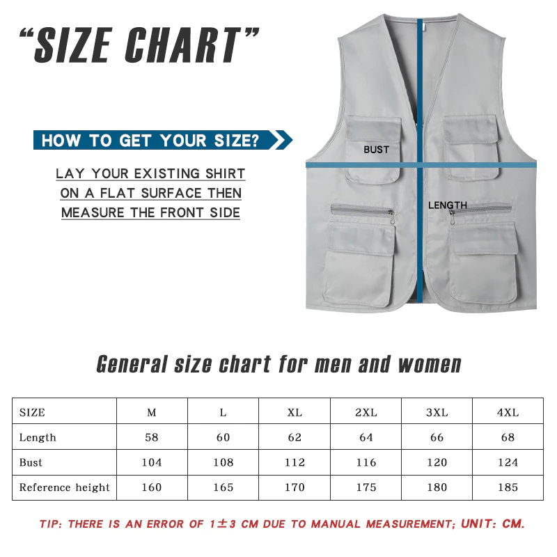 Fashion work vest men's and women's photography vest multi-pocket V ...