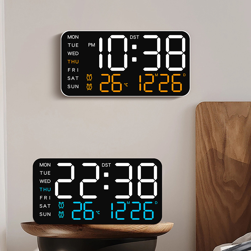 6617 Large Digital Wall Clock Temp Date Week Display USB Table Clock ...