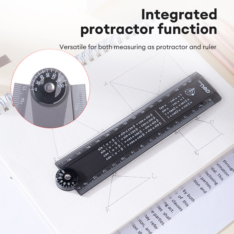 Deli 30cm Ruler Plastic Rotating Folding Ruler Student Stationery ...