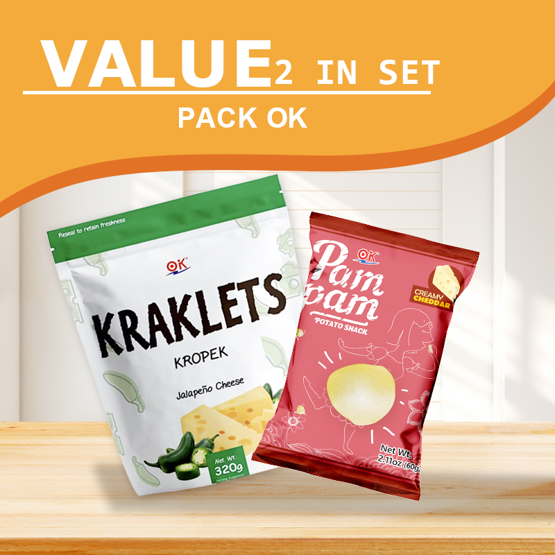 [OK Snacks][2 in 1 set]Kraklets Kropek 320g+Cheese flavored potato ...