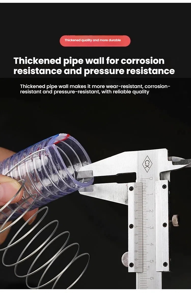 New material PVC wire hose Transparent thickened spiral plastic hose ...