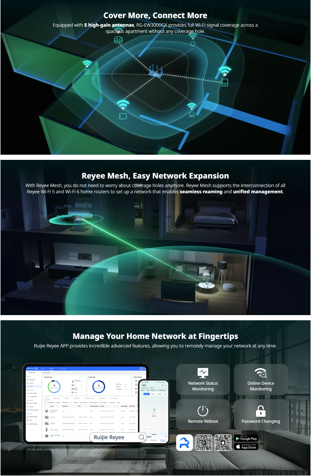 Ruijie | Reyee RG-EW3000GX 3000M AX3000 Wi-Fi 6 Dual-WAN Gigabit Router ...