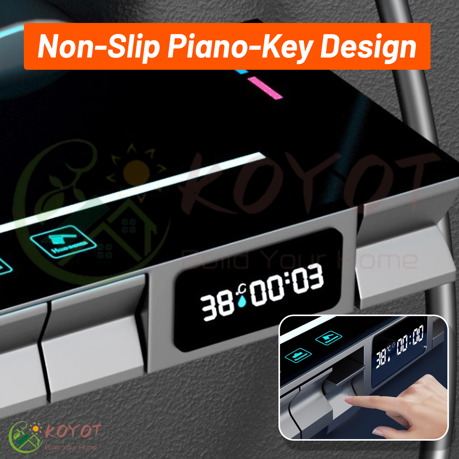 KOYOT Ambient Light & Digital Display Hot and Cold 4 in 1 Shower Set with Faucet Bidet Rain ...