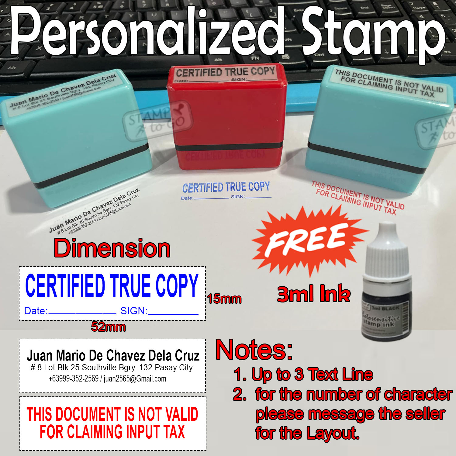 Personalized Office Stamp for Certified True Copies and Other Office ...
