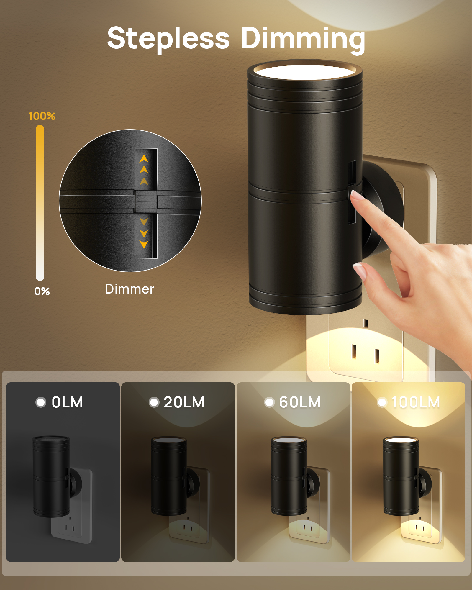 Dimmable LED Night Light 1W Warm White Plug-in for Baby Nursery Bedroom ...