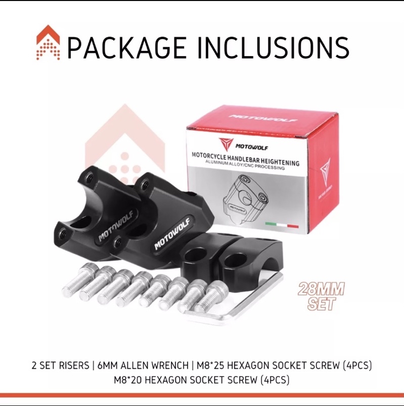 motowolf riser handlebar for honda adv 150/160 & bristol adx 28MM & for ...