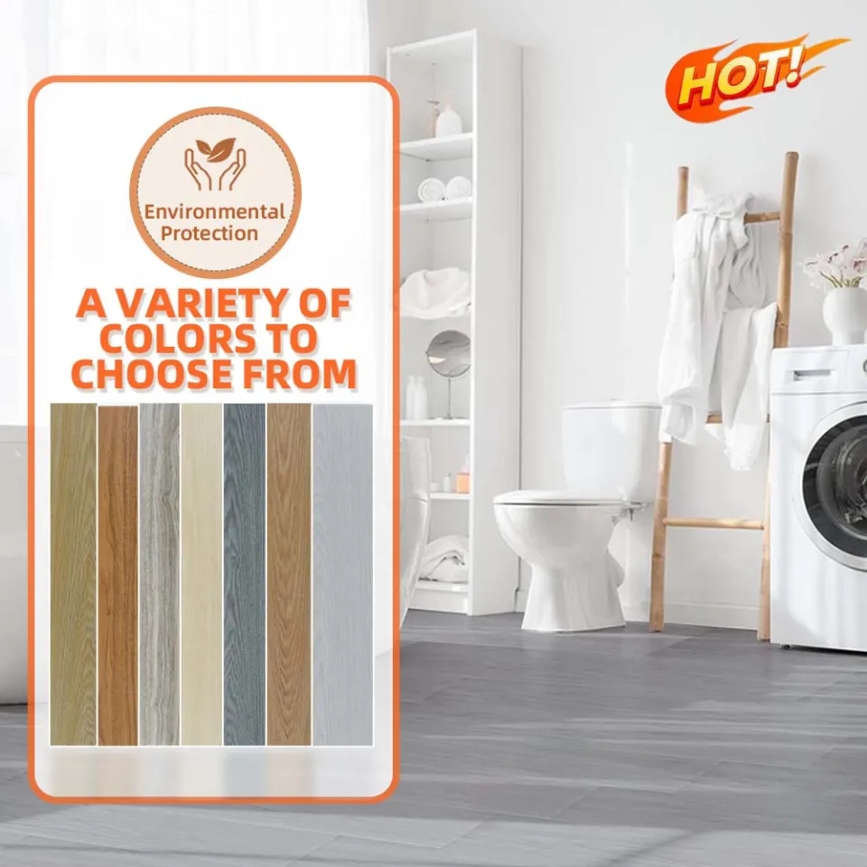 100PCS Wood Grain Vinyl Floor Sticker 91x15cm Self Adhesive PVC Tiles ...