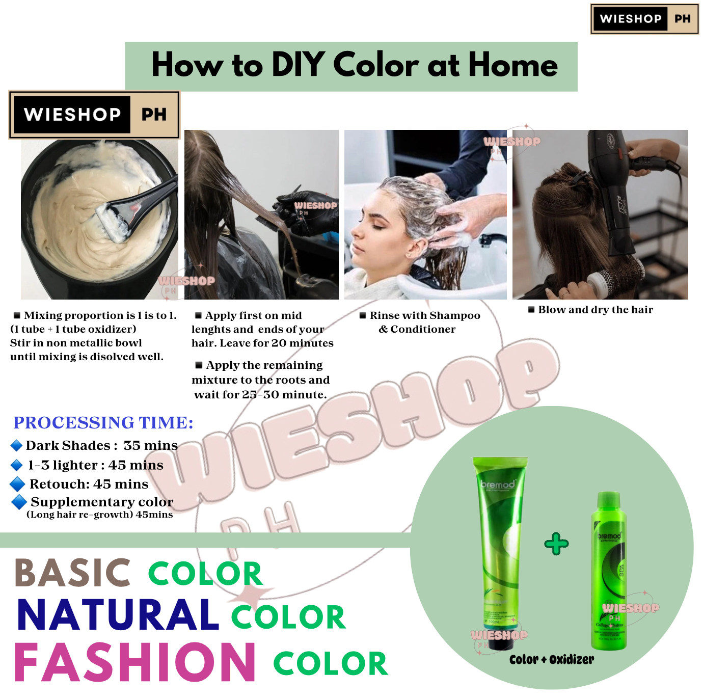 BREMOD 8.45 BURGUNDY HAIR COLOR SET WITH OXIDIZING (Available Oxidizer ...