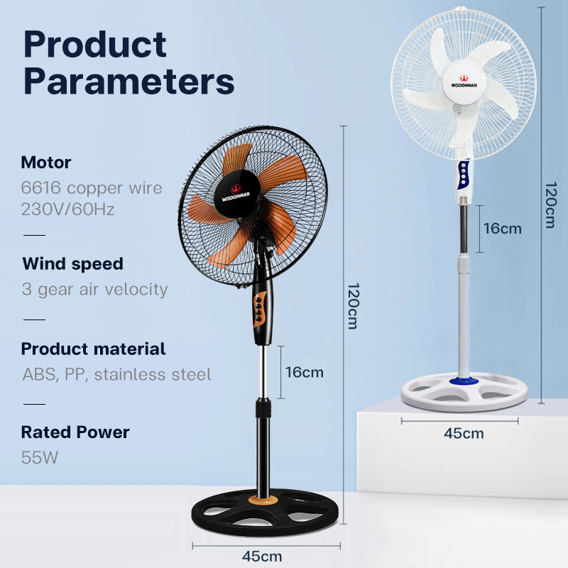 TCLS 16 Inch Portable Electric Fan 5 Blades Stand fan 3 gears ...