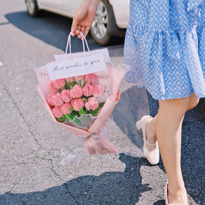 8mm 100pcs Fuzzy Wire Tulip Bouquet Simulation Flower Handmade DIY ...