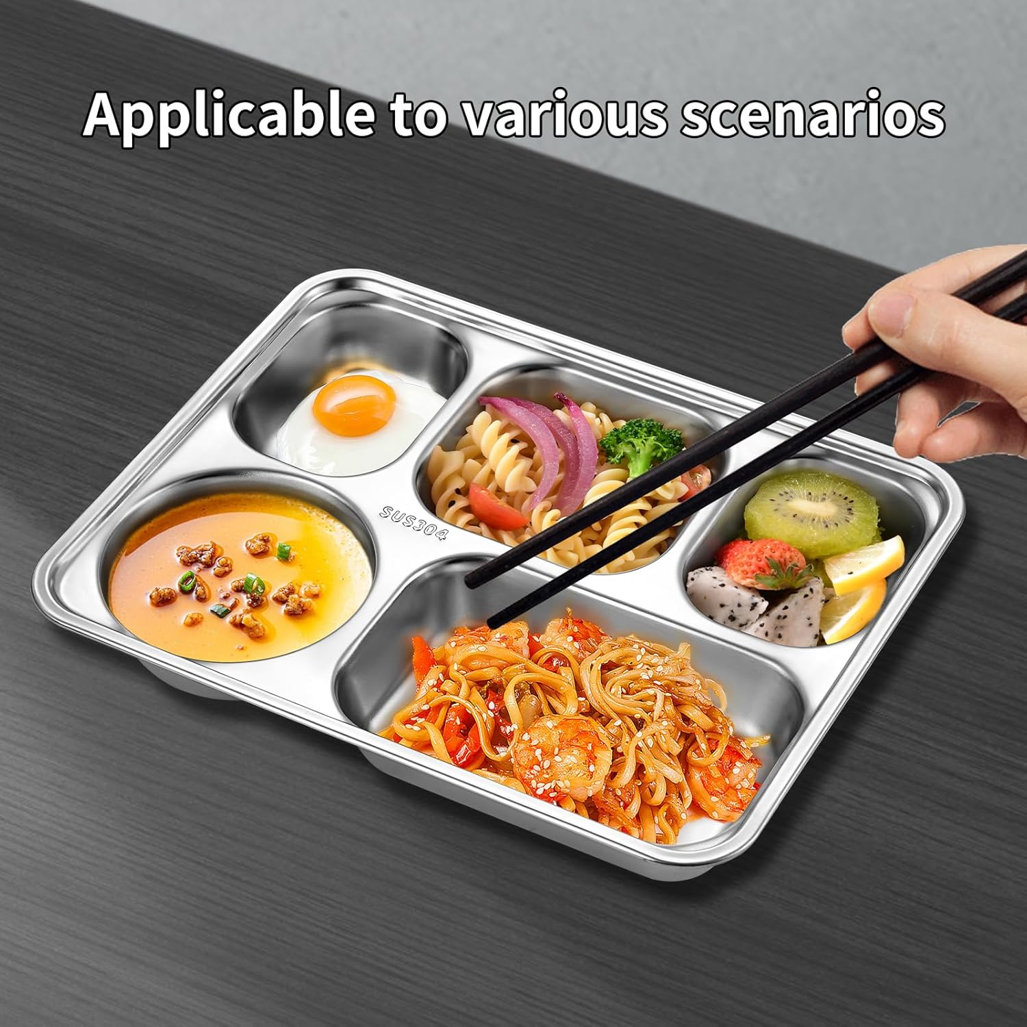 304 Stainless Steel Partitioned Dinner Plate Lunch And Dinner Tray ...