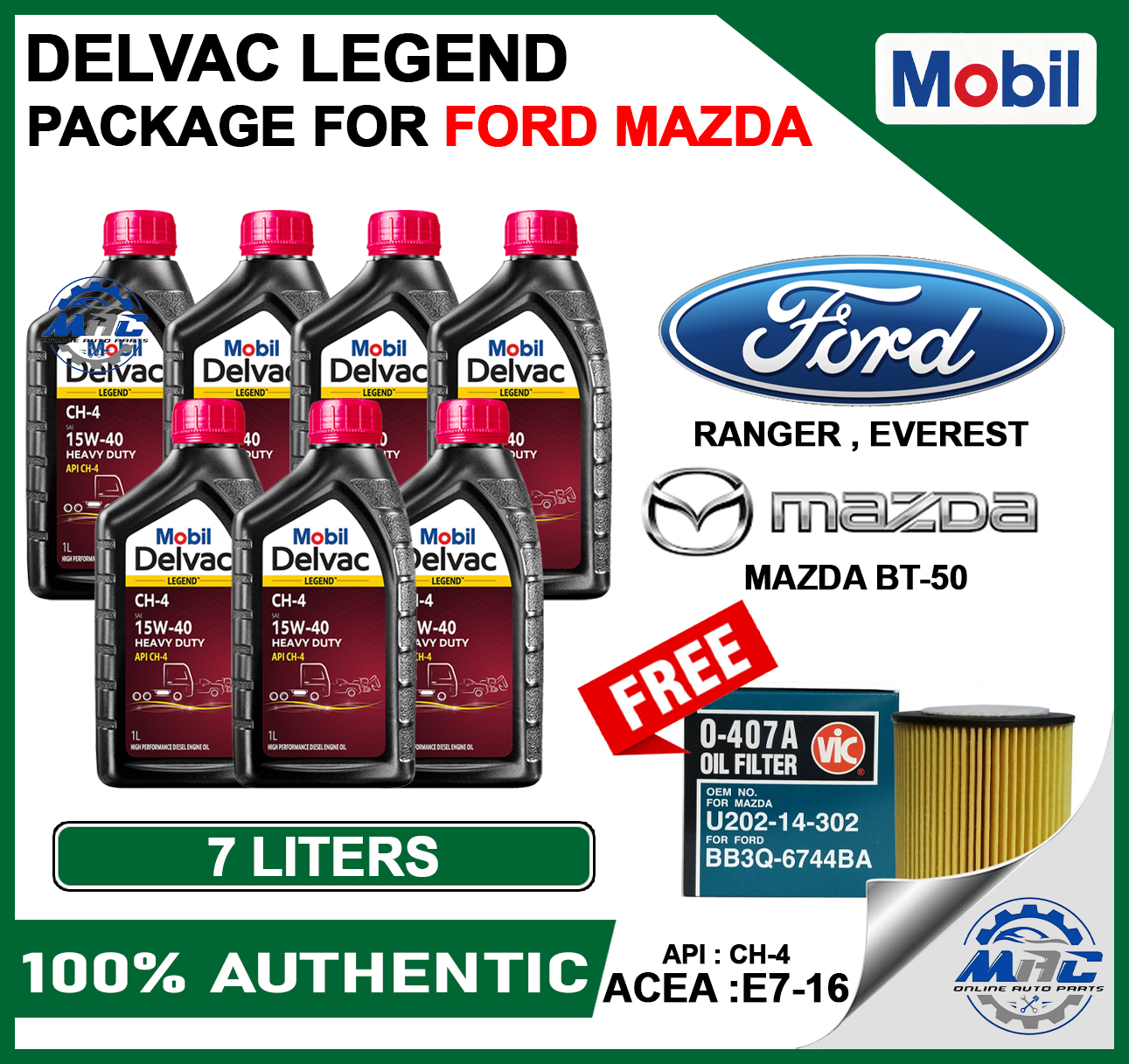 Mobil Delvac Legend 15W-40 7 liters for FORD RANGER , EVEREST , MAZDA ...
