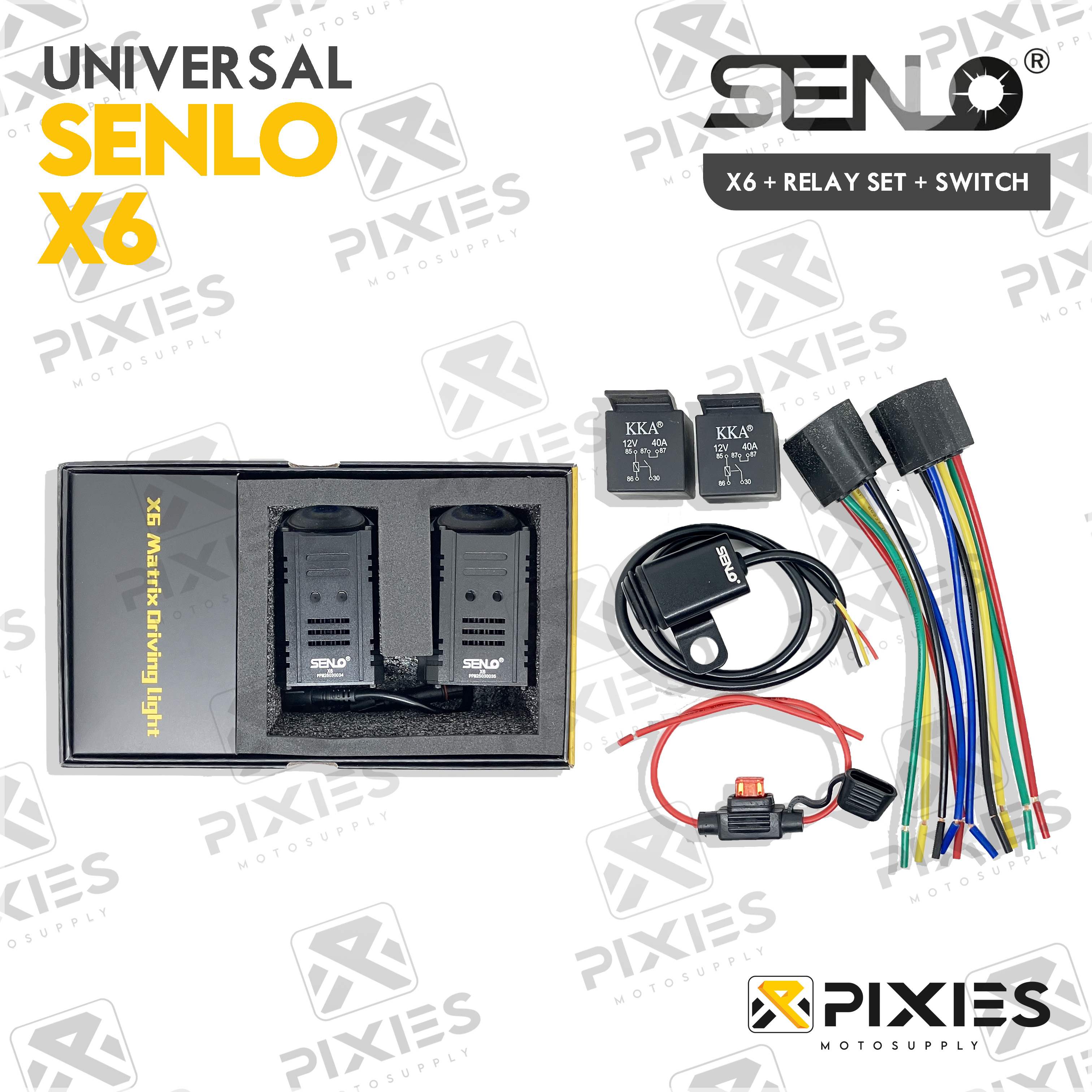 SENLO MINI DRIVING LIGHT SENLO X6 SET HARNESS SWITCH RELAY SOCKET FUSE ...