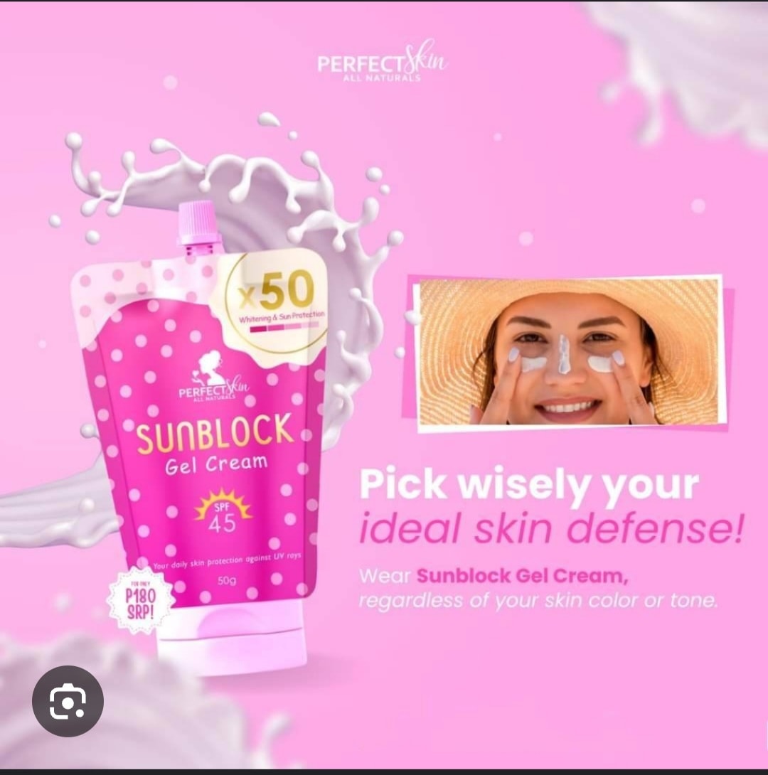 Perfect Skin Sunblock Gel Cream Spf 45+++ 50g Original (kvlove rosario cavite branch) | Shopee ...