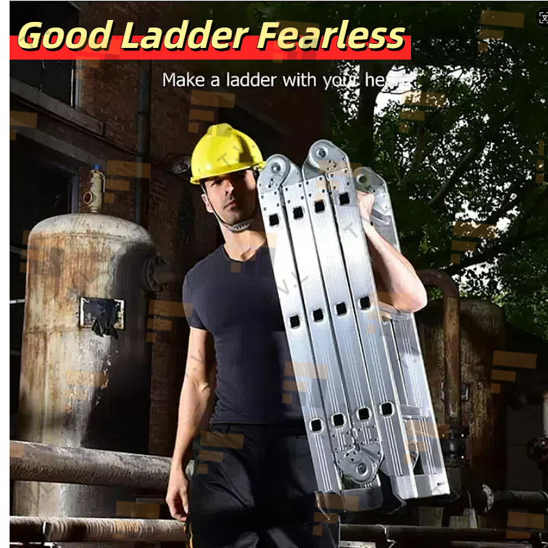 Folding Aluminium Ladder 12FT 16FT 20FT Multi-Purpose Telescoping ...