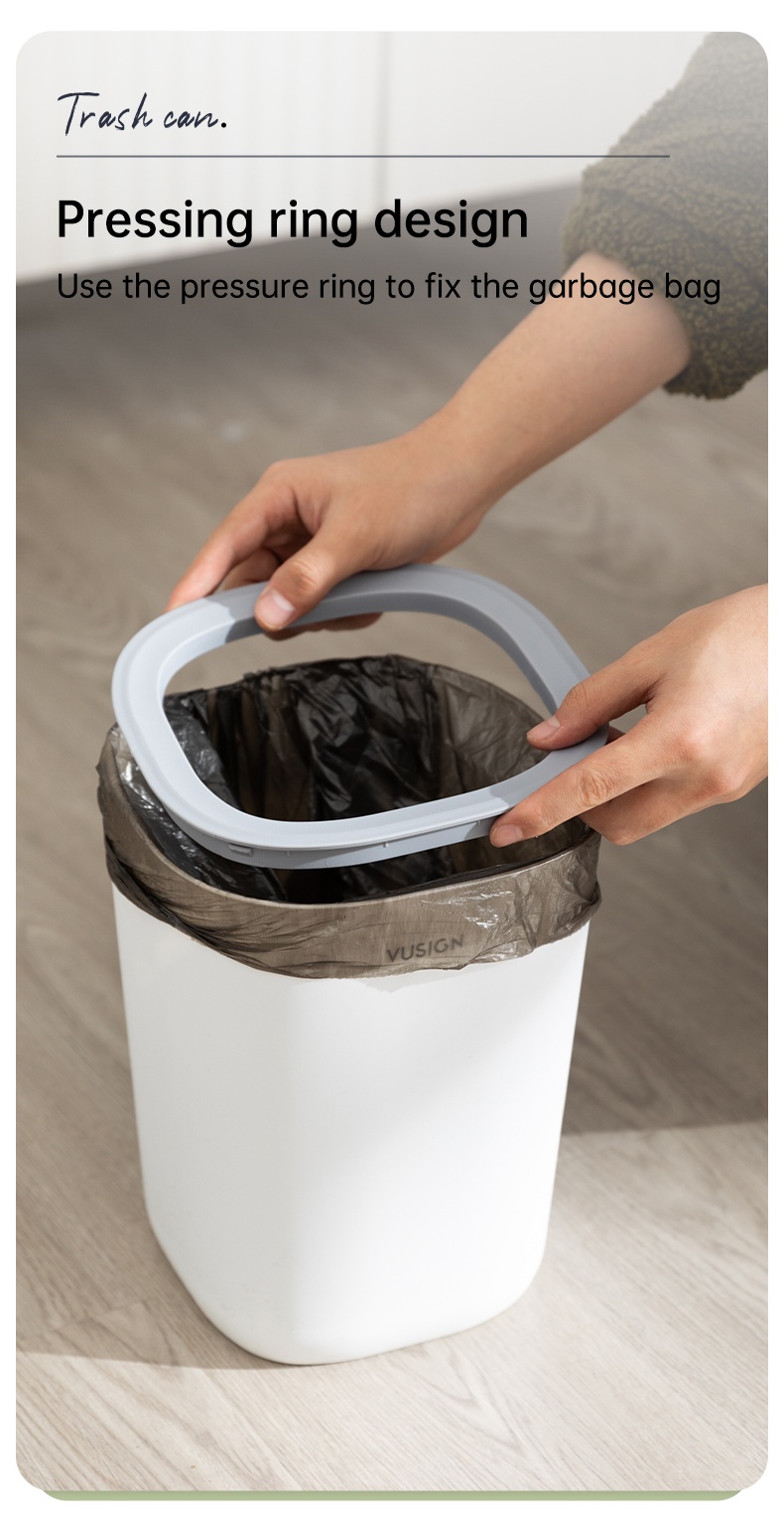 Deli Vusign 8L/11L Trash Can Portable Pressure Ring Multi Size Trash ...